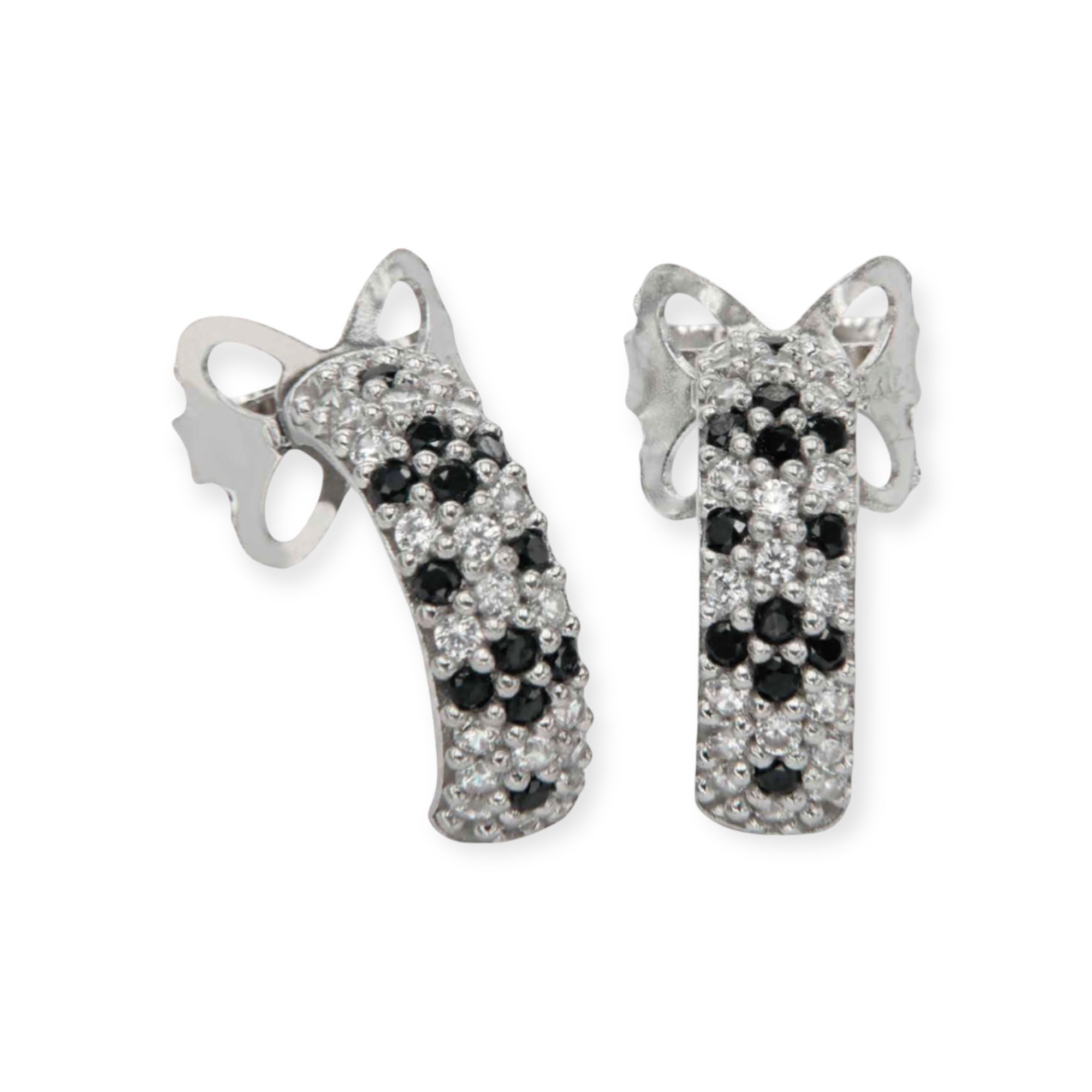 Night Rhodium Plated Sterling Silver 3 Row Simulated Diamond Half Demi ...